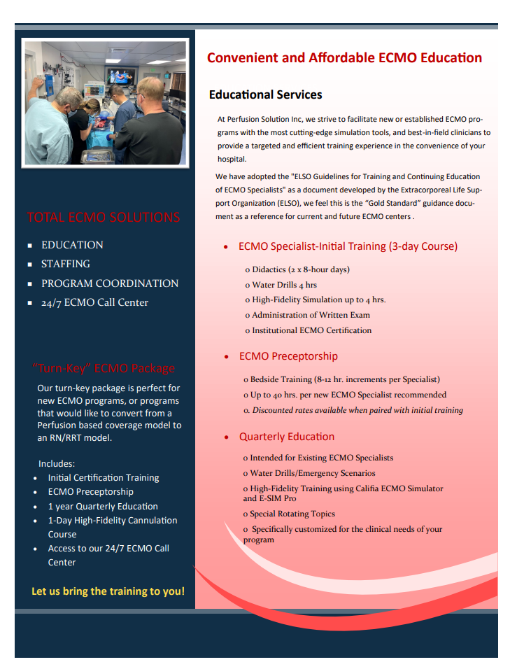 ECMO Program Management - Perfusion Solution